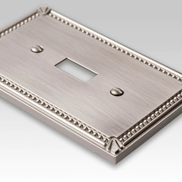 Imperial Bead Brushed Nickel Cast - 1 Cable Jack Wallplate