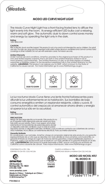 Modo LED Automatic Nickel Night Light
